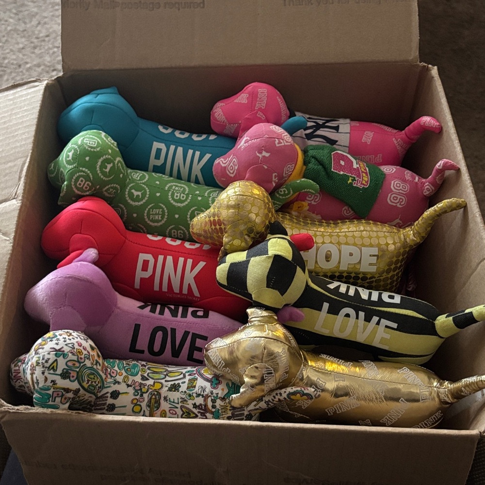 Pink Victoria's Secret Colorful Dog Plush Set - Gem